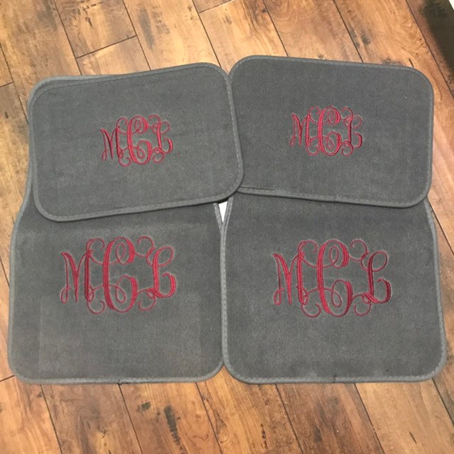 Car Floor Mats GREY Personalized Embroidered Monogrammed Set | Etsy