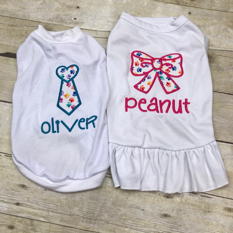 Dog Monogram Shirt Dress, Pretty Puppy Name Dress, Puppy Clothes, Pet ...
