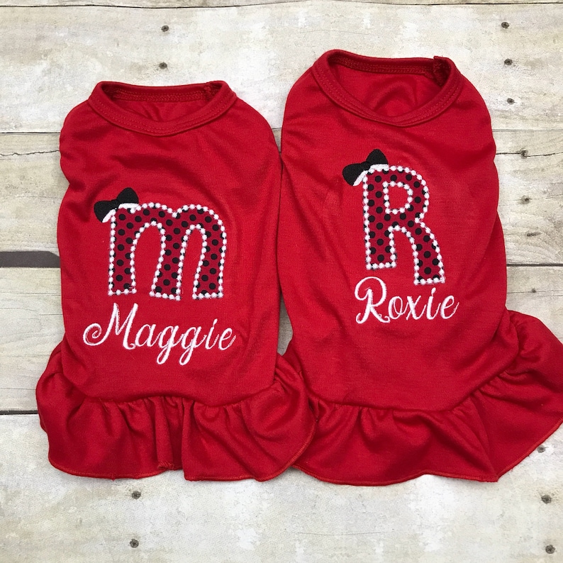 Dog Monogram Shirt Dress, Pretty Puppy Name Dress, Puppy Clothes, Pet ...