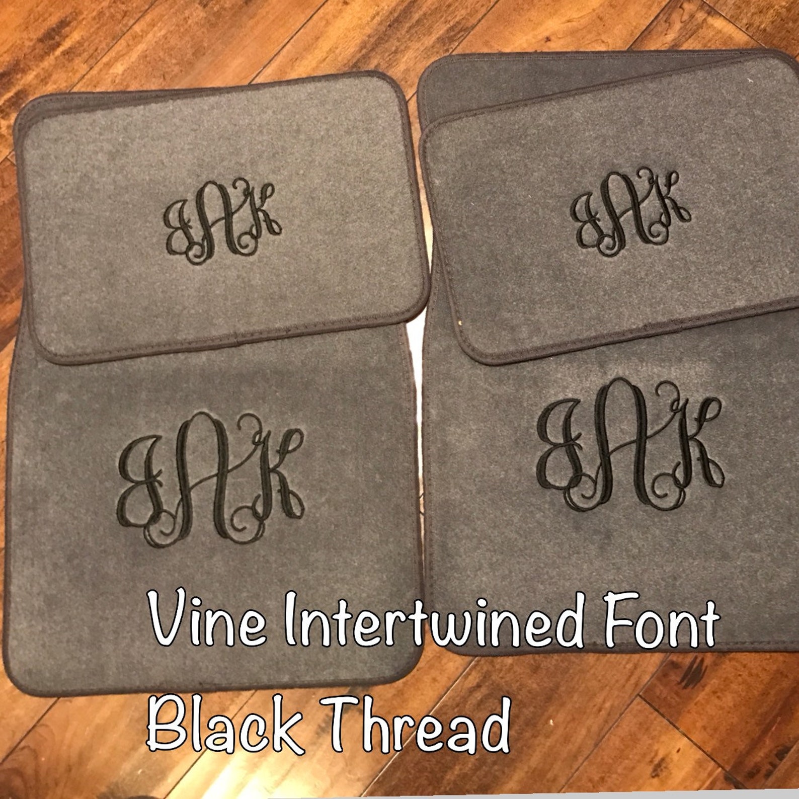 Car Floor Mats, GREY Personalized Embroidered Monogrammed Set of 4 Mats ...