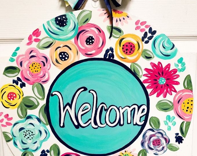 Flower Door Hanger / Spring Door Hanger / Summer Door Hanger / Round ...