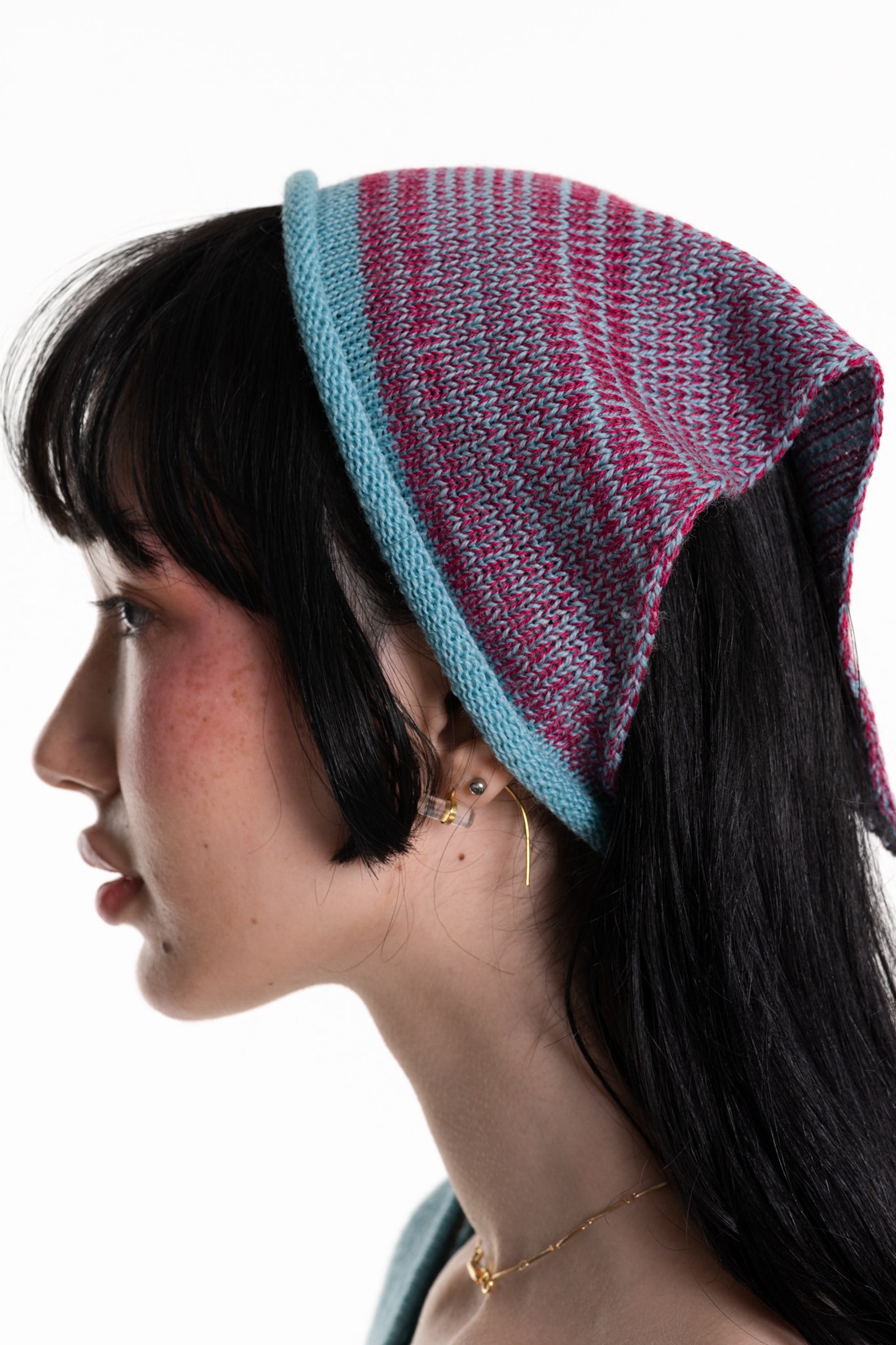Colourful Knit Hair Kerchief | Triangle Bandana | Headscarf | Knit ...