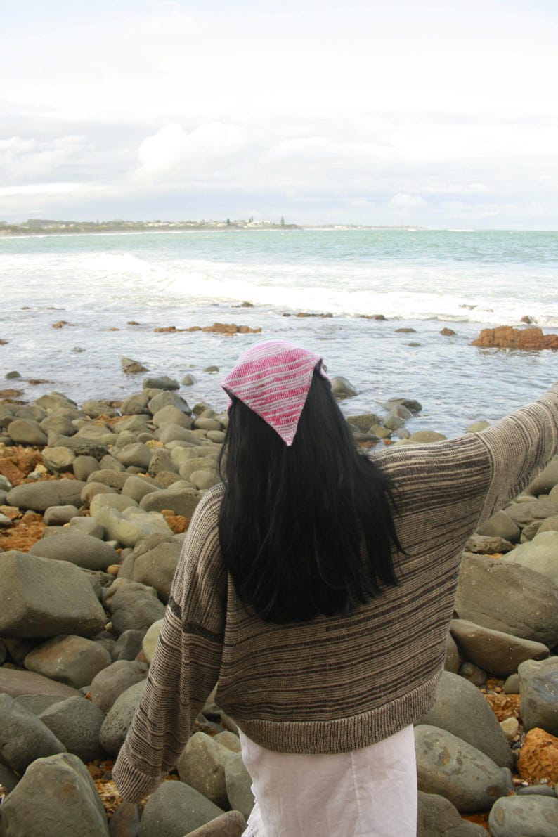 Colourful Knit Hair Kerchief | Triangle Bandana | Headscarf | Knit ...