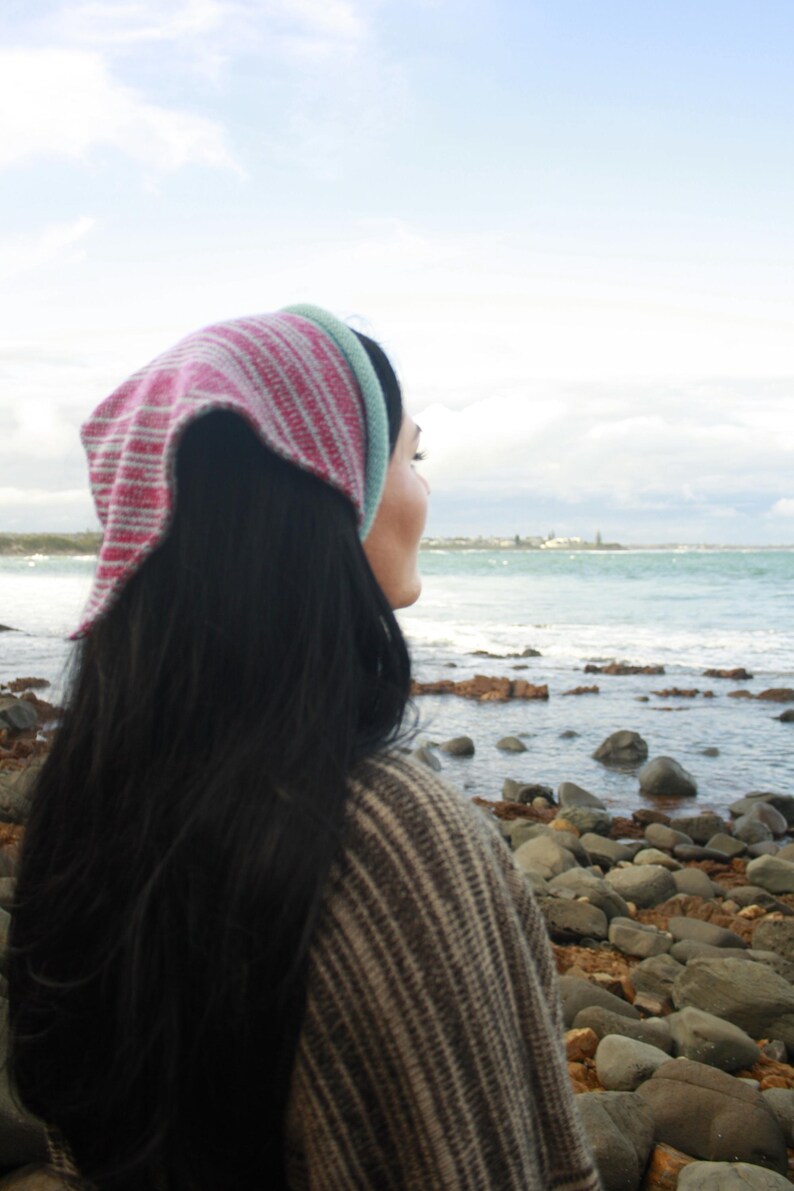 Colourful Knit Hair Kerchief | Triangle Bandana | Headscarf | Knit ...
