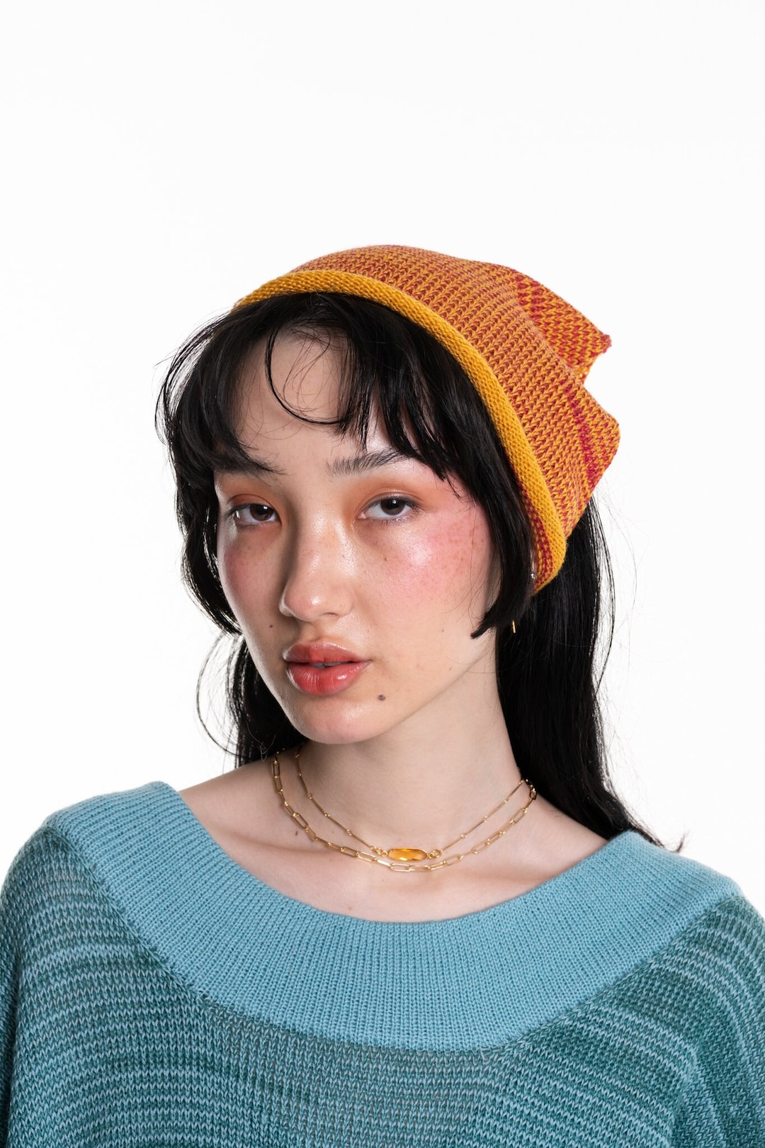 Colourful Knit Hair Kerchief | Triangle Bandana | Headscarf | Knit ...