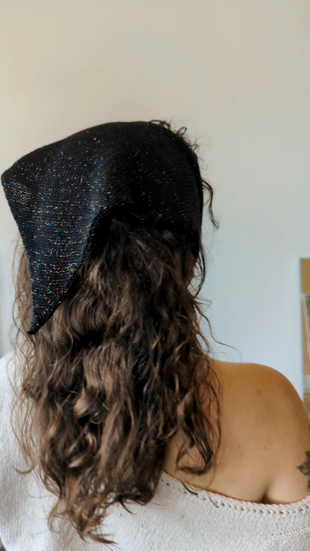 Colourful Knit Hair Kerchief | Triangle Bandana | Headscarf | Knit ...