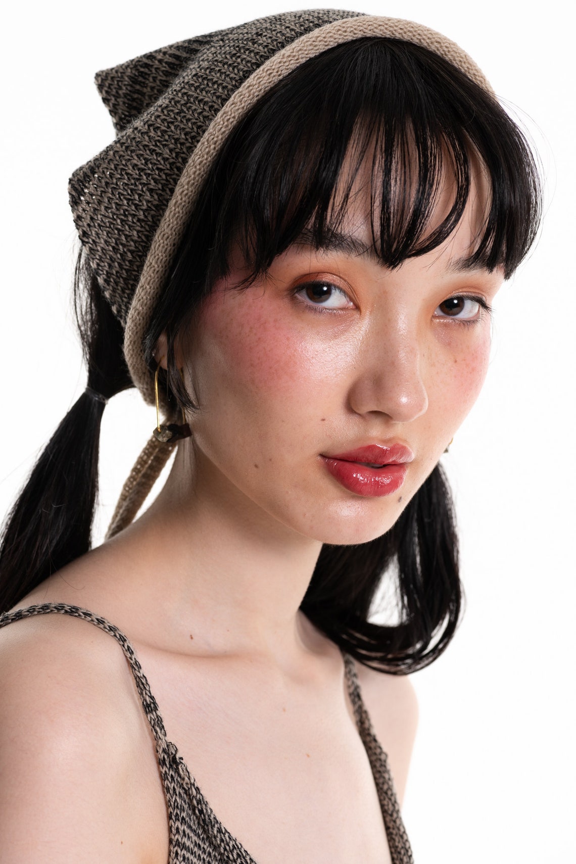 Colourful Knit Hair Kerchief Triangle Bandana Headscarf Knit Hairpiece ...