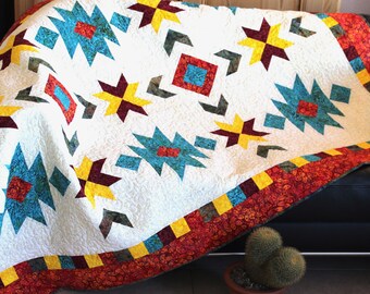 Southwest quilt pattern Desert Wind Throw size: 52 in. x 76 | Etsy