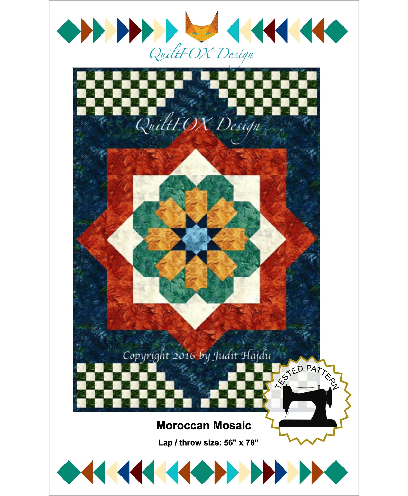 Moroccan Mosaic Quilt Pattern Size: 56 X 78 PDF Pattern | Etsy