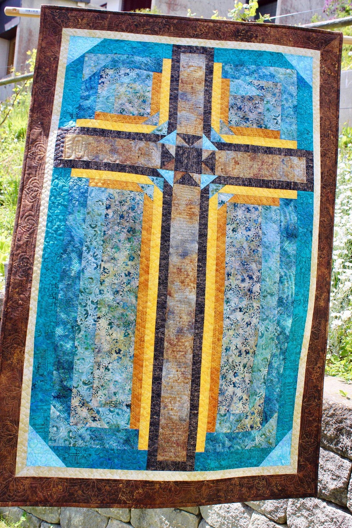 Cross Quilt Cross in Stone and Gold 3 Sizes PDF Pattern | Etsy