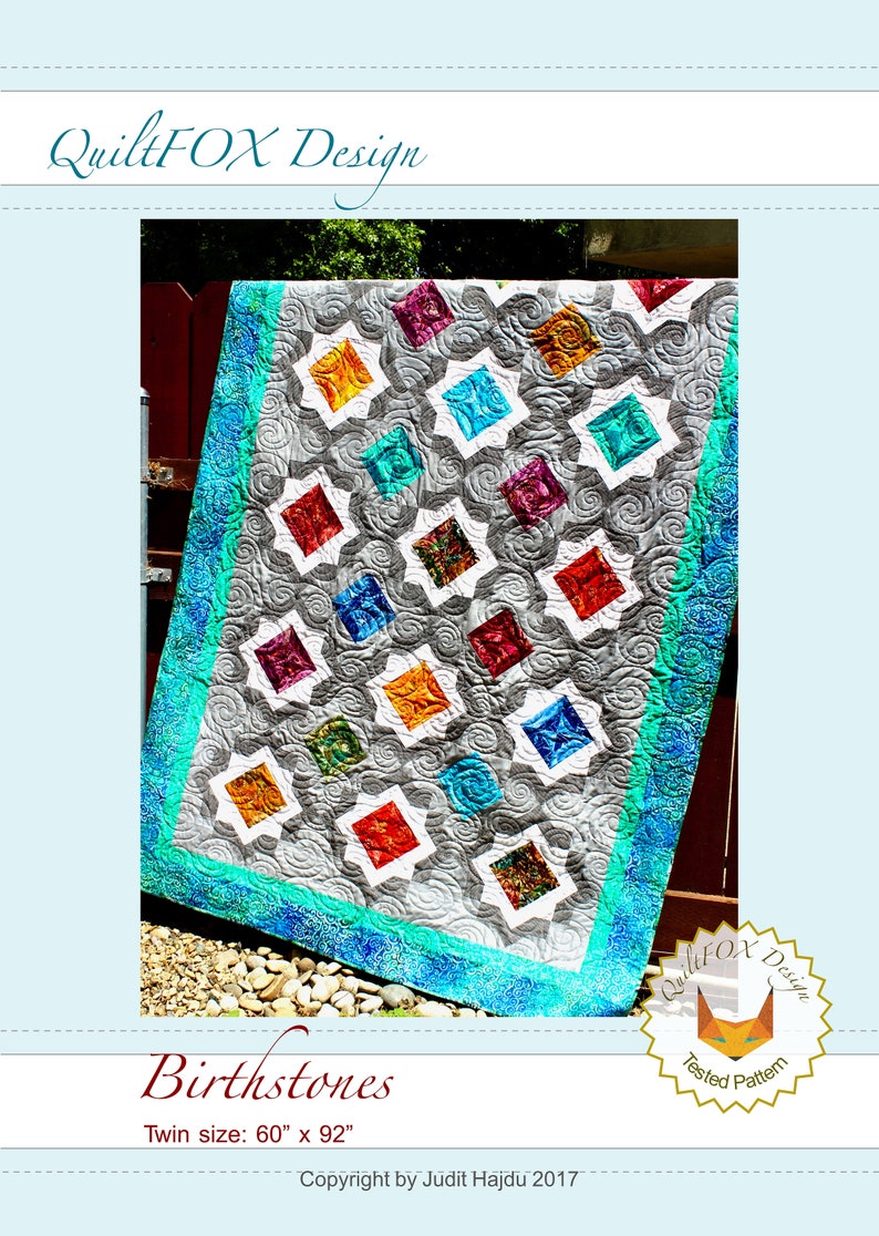 Quilt Pattern Birthstones Size: 60 In. X 92 In. PDF | Etsy