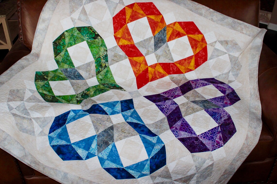 Quilt Pattern / Storm at Sea Variation / Heartwaves in Aqua - Etsy ...