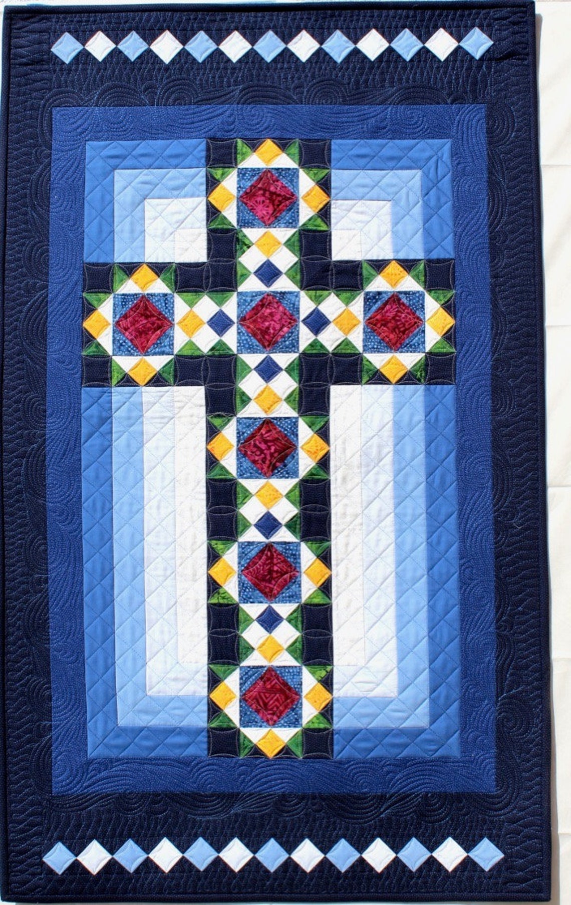 Cross Quilt Pattern Cross in Window Stained Glass Cross | Etsy