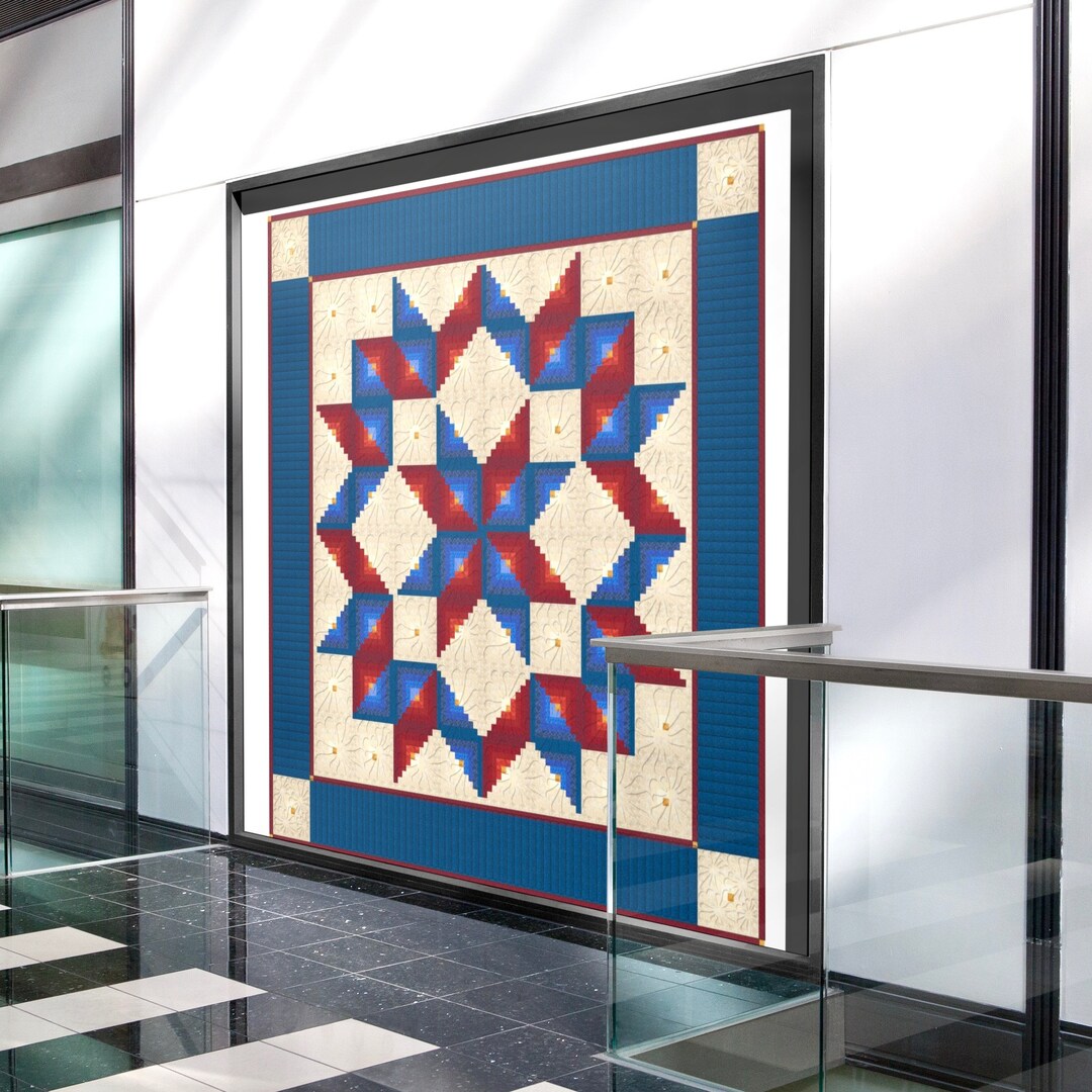 Americana Carpenter Star Quilt Pattern - Log Cabin Design (PDF Download ...