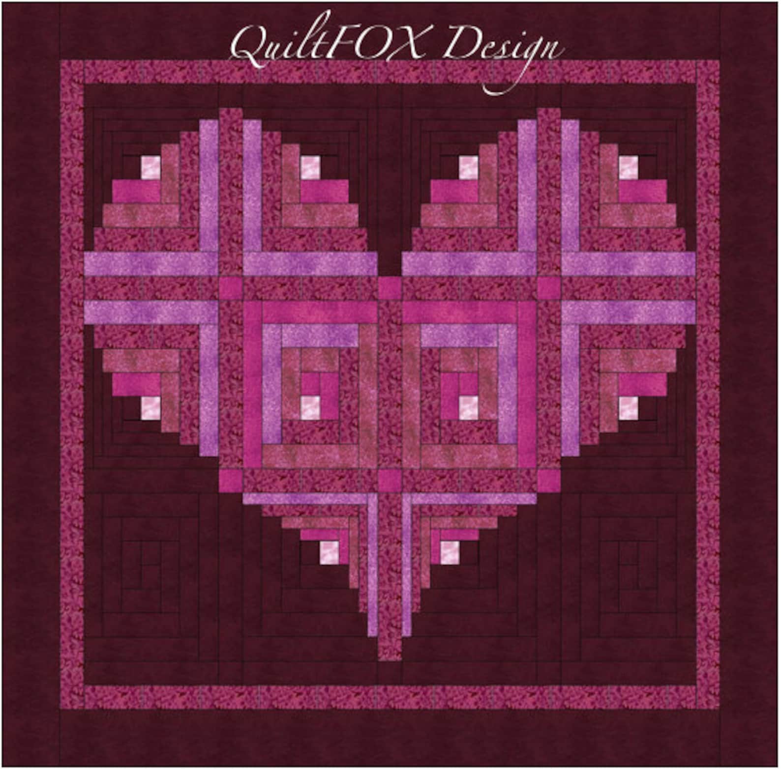 Log Cabin Heart Quilt Pattern Valentine / Love Wall Hanging: - Etsy