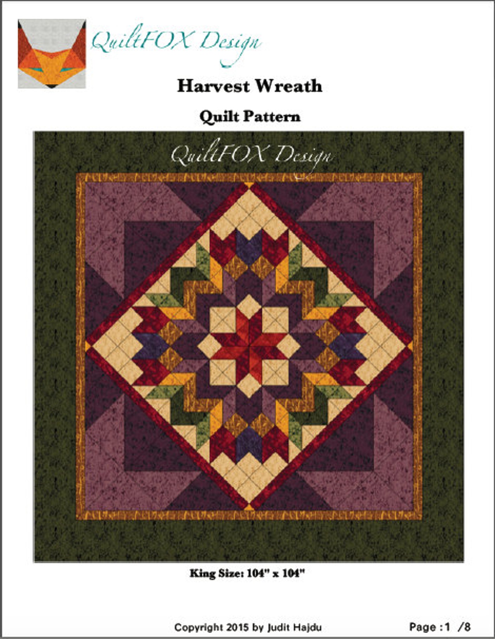 Harvest Wreath - Block on Point - King Size - Etsy