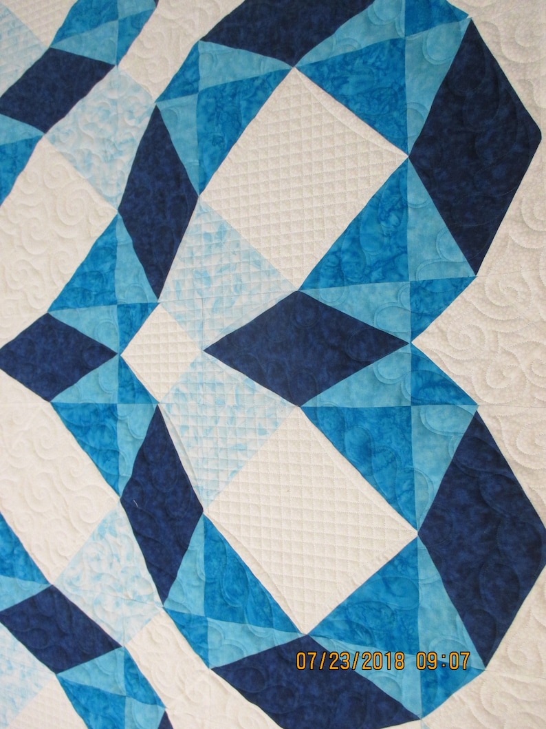 Quilt Pattern / Storm at Sea Variation / Heartwaves in Aqua - Etsy ...