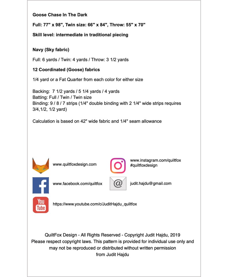 Quilt Pattern Goose Chase in the Dark Full Twin and Throw | Etsy