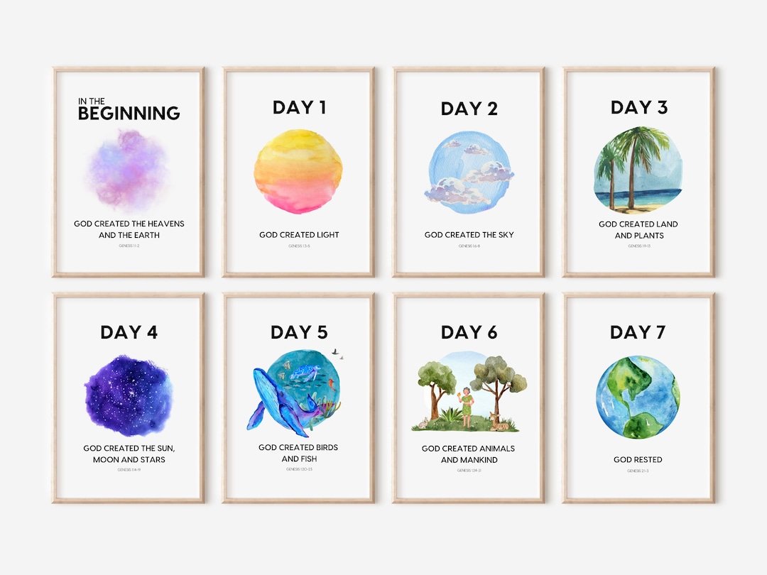 7 Days of Creation Posters (8"x10") | in the Beginning Decor for Bible ...