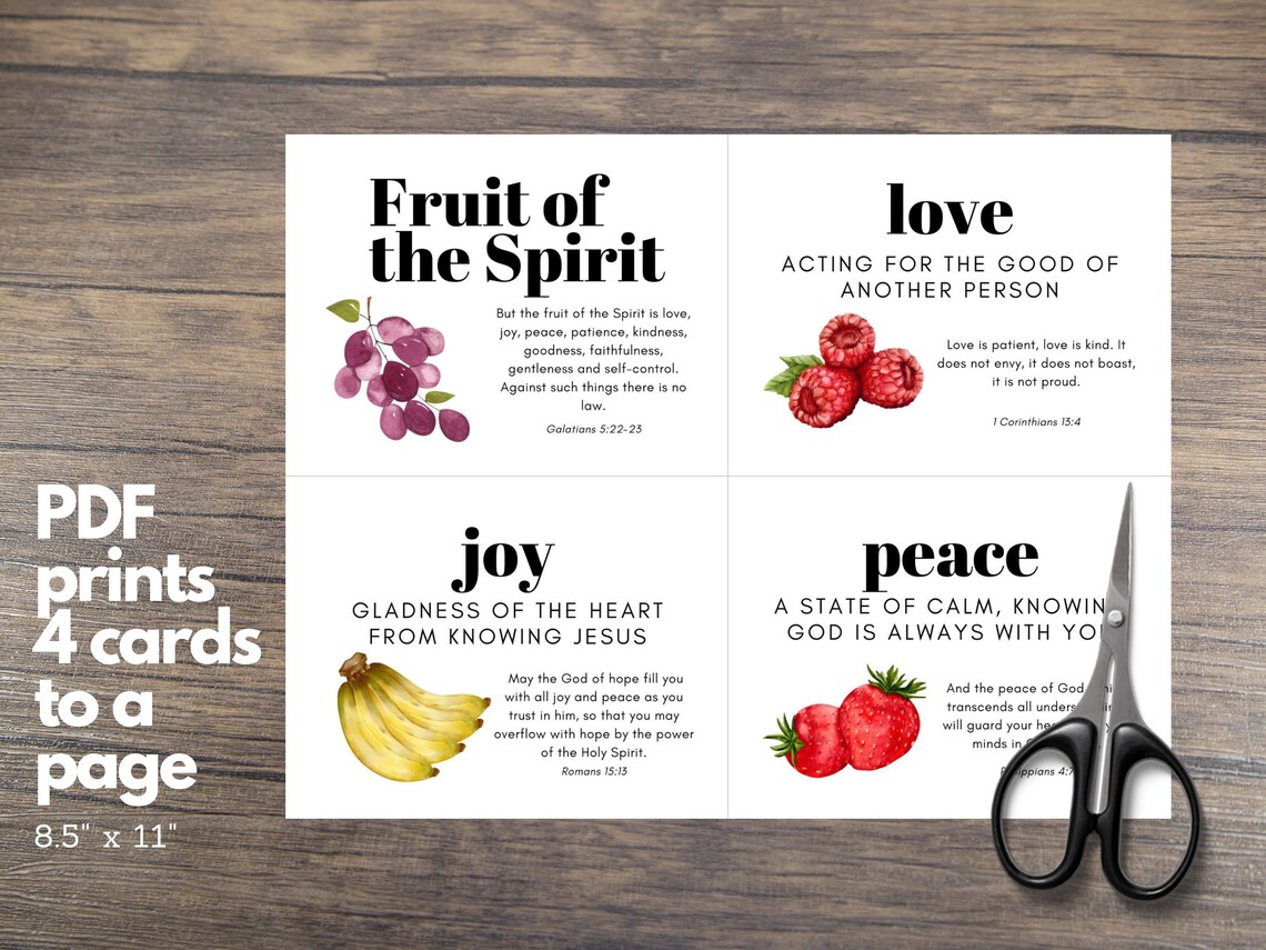 Printable Fruit of the Spirit Flashcards | Galatians 5:22-23 | Kids and ...