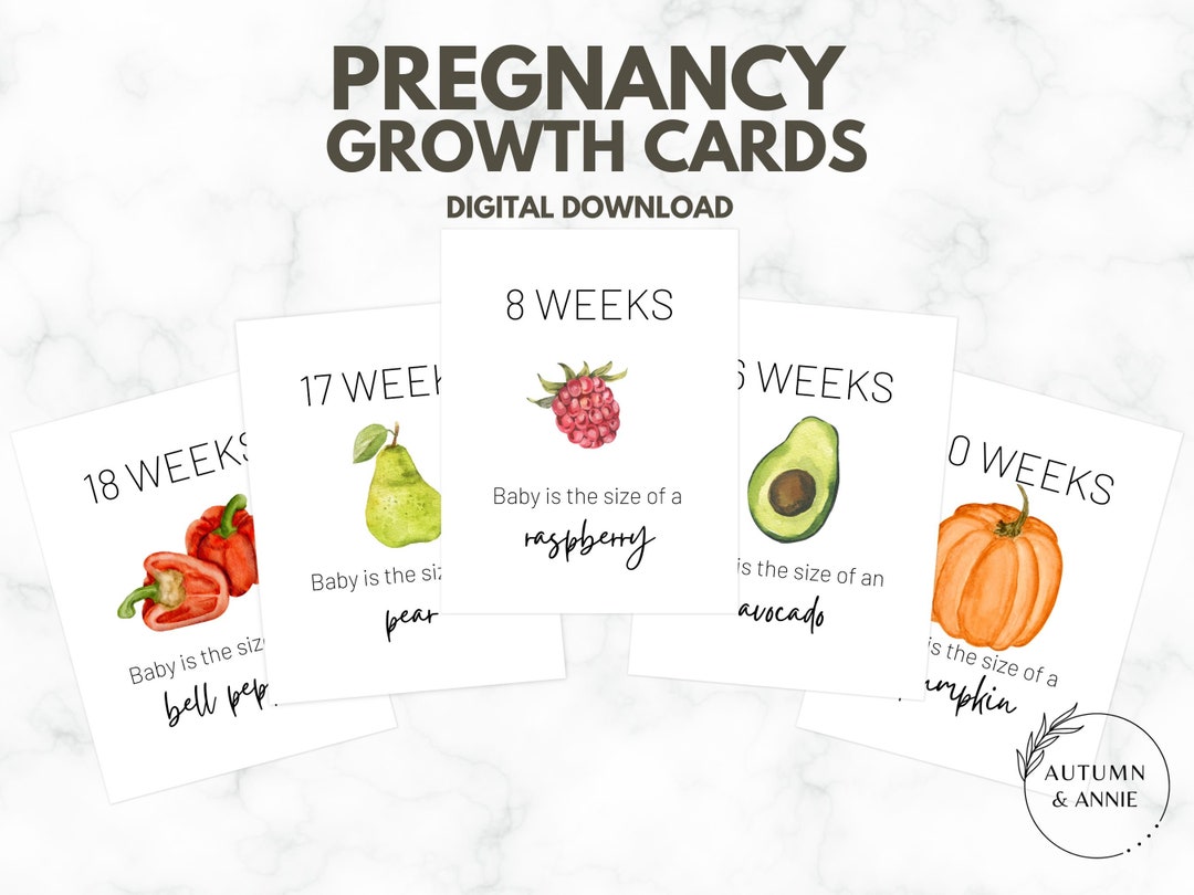 Printable Pregnancy Milestone Cards | Fruit & Veggies to Track Baby’s ...