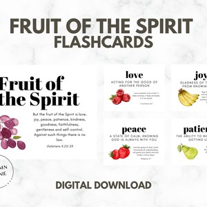 Printable Fruit of the Spirit Flashcards | Galatians 5:22-23 | Kids and ...