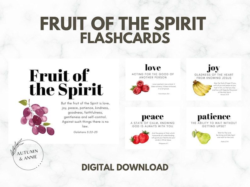 Printable Fruit of the Spirit Flashcards | Galatians 5:22-23 | Kids and ...