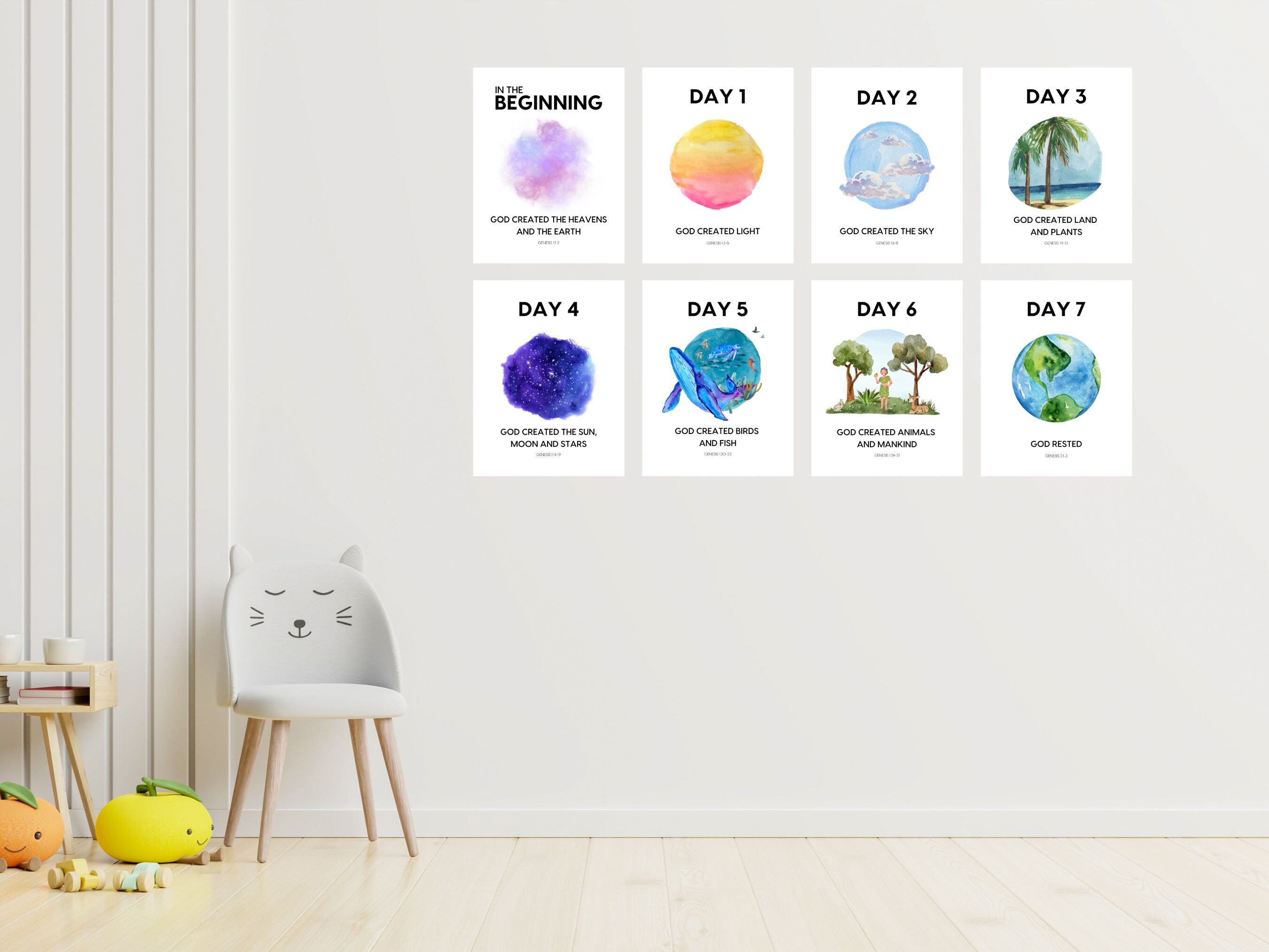 7 Days of Creation Posters (8"x10") | in the Beginning Decor for Bible ...
