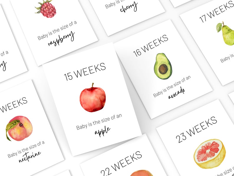 Printable Pregnancy Milestone Cards Fruit & Veggies to Track - Etsy