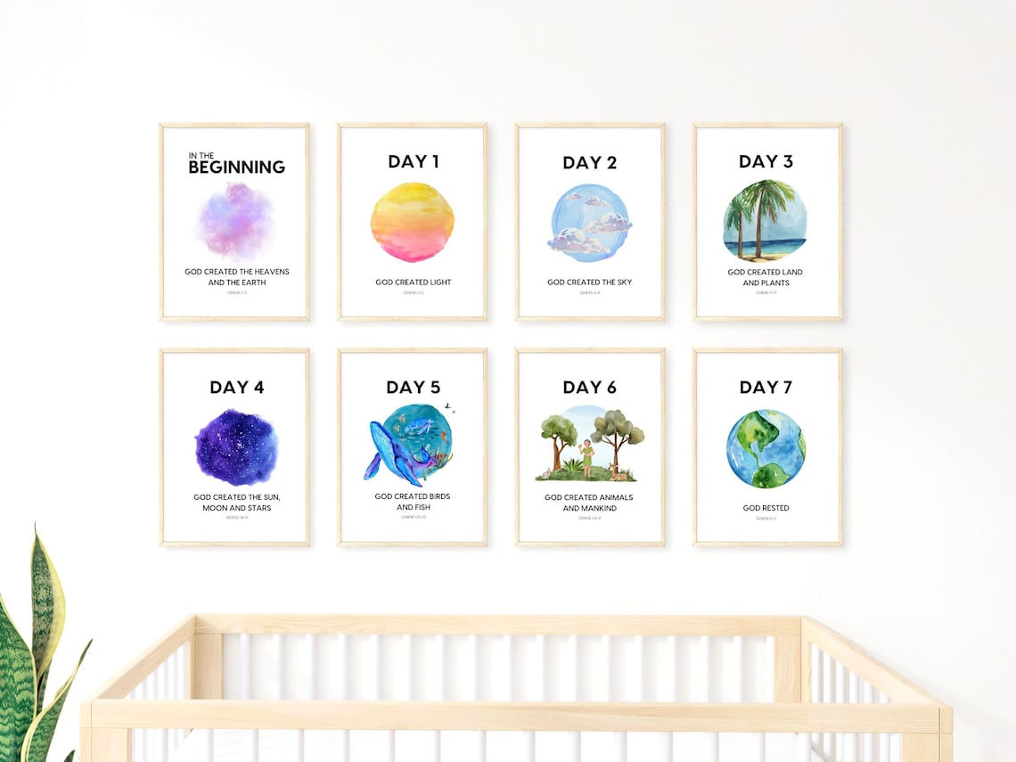 7 Days of Creation Posters (8"x10") | in the Beginning Decor for Bible ...