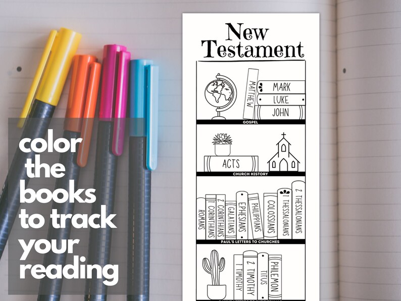 Books of the Bible Bookmark Tracker | Color as You Complete Bible Study ...