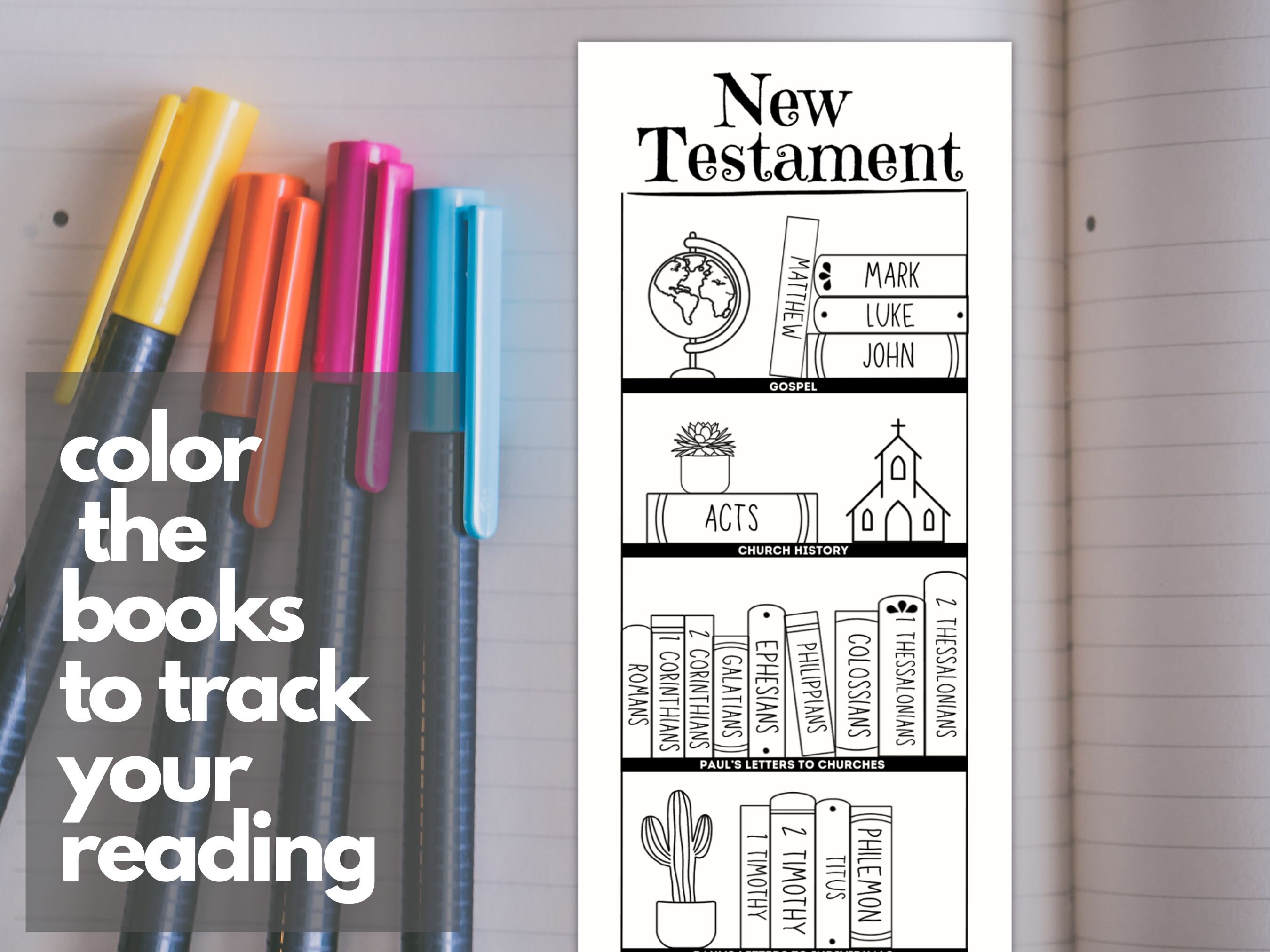 Books of the Bible Bookmark Tracker | Color as You Complete Bible Study ...
