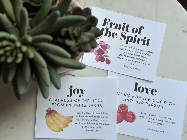 Printable Fruit of the Spirit Flashcards | Galatians 5:22-23 | Kids and ...