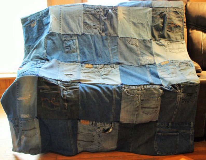 Denim Blanket-blue Jean Quilt Made to Order Country - Etsy Canada