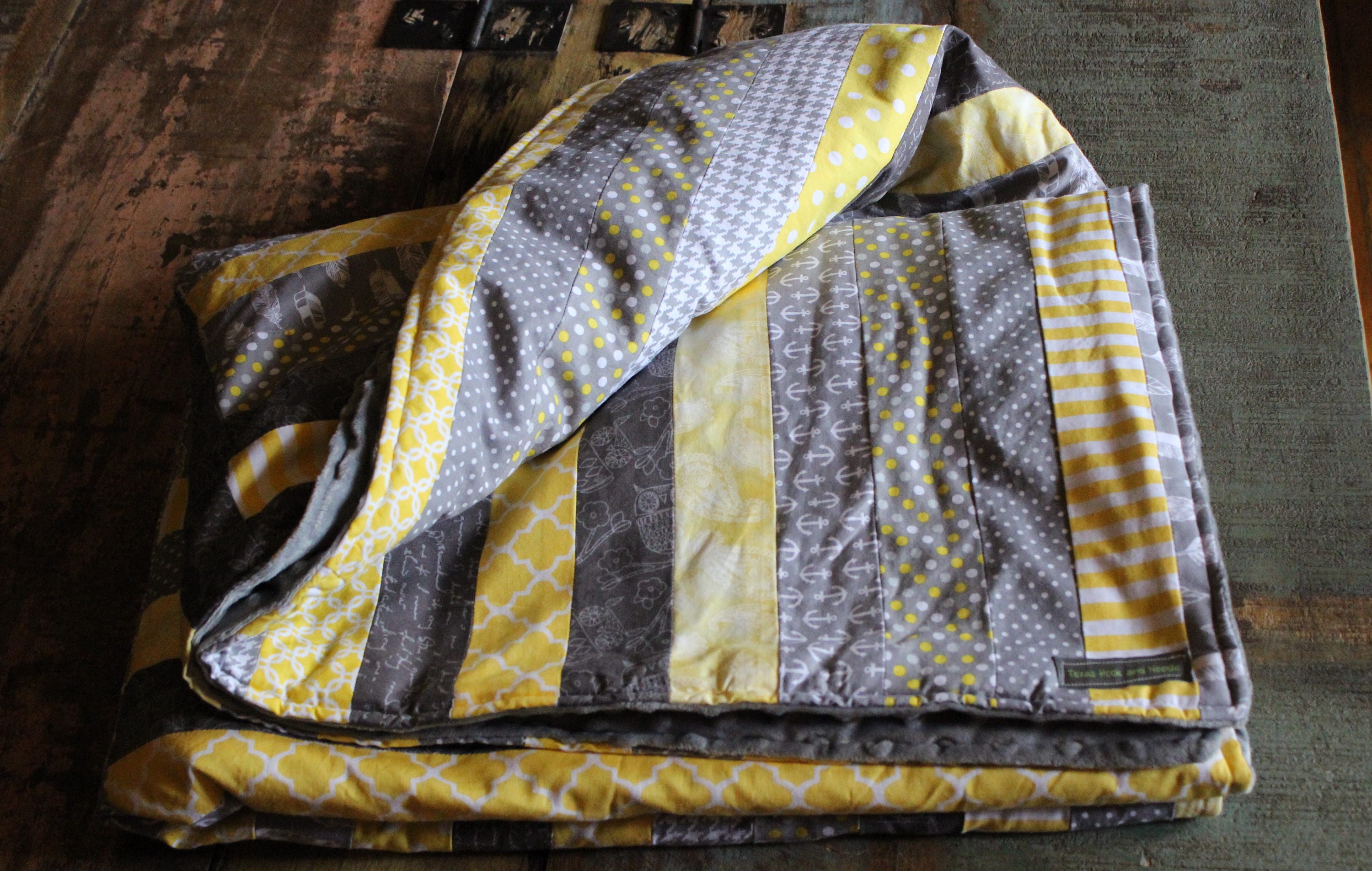 Yellow and Grey Quilt Baby Blanket Gender Neutral Quilt | Etsy