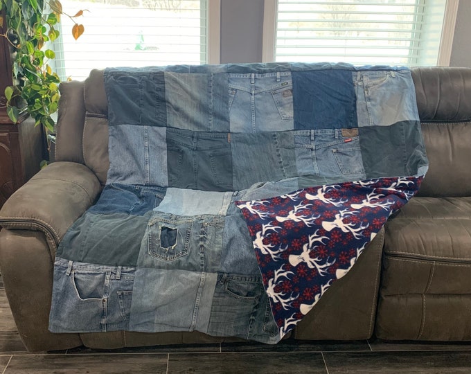 Denim Blue Jean Quilt Full Size Upcycled Blue Jean Blanket - Etsy