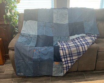 Blue Jean Quilt | Etsy