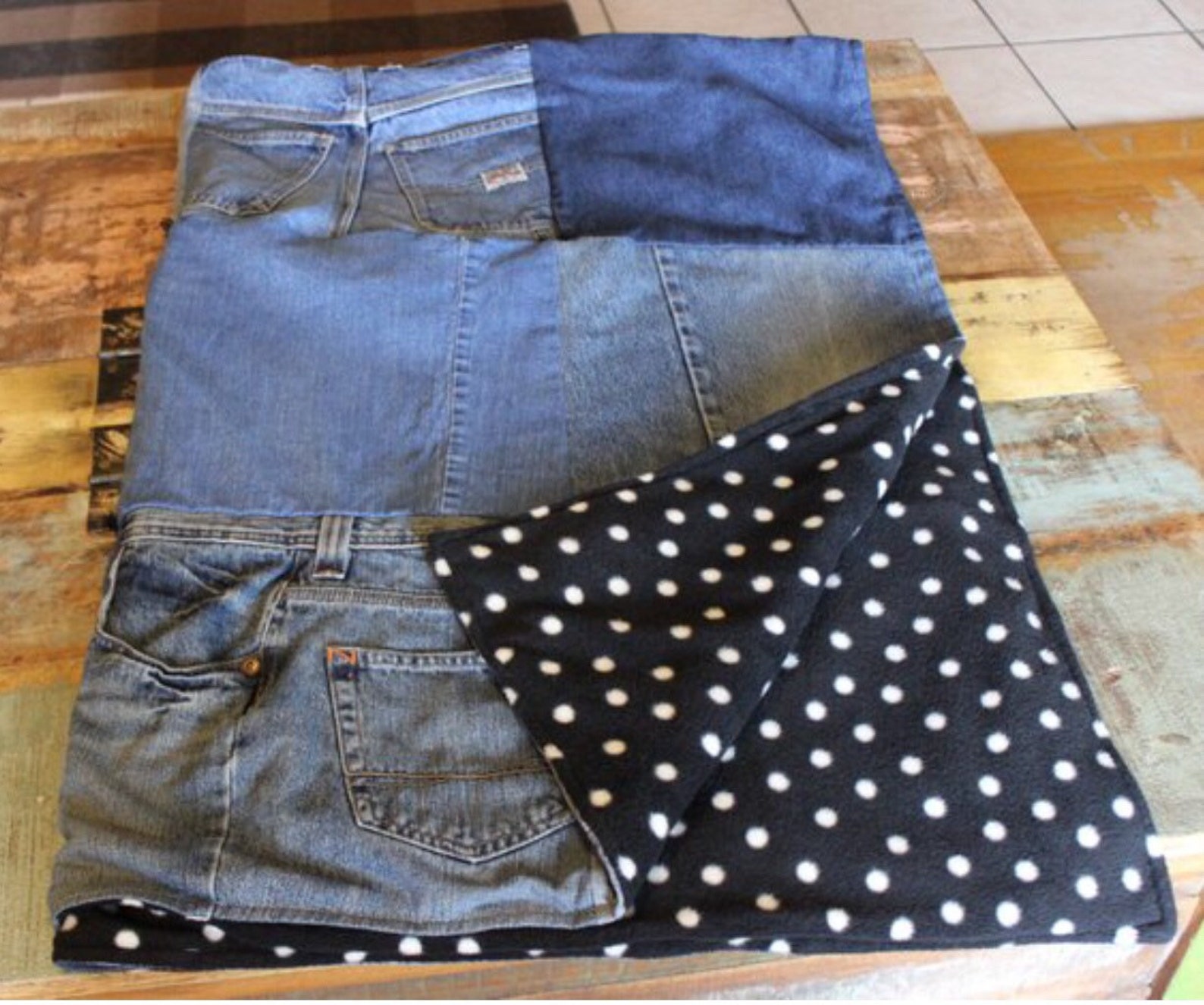 Denim Blanket-Blue Jean Quilt Made to Order Country | Etsy