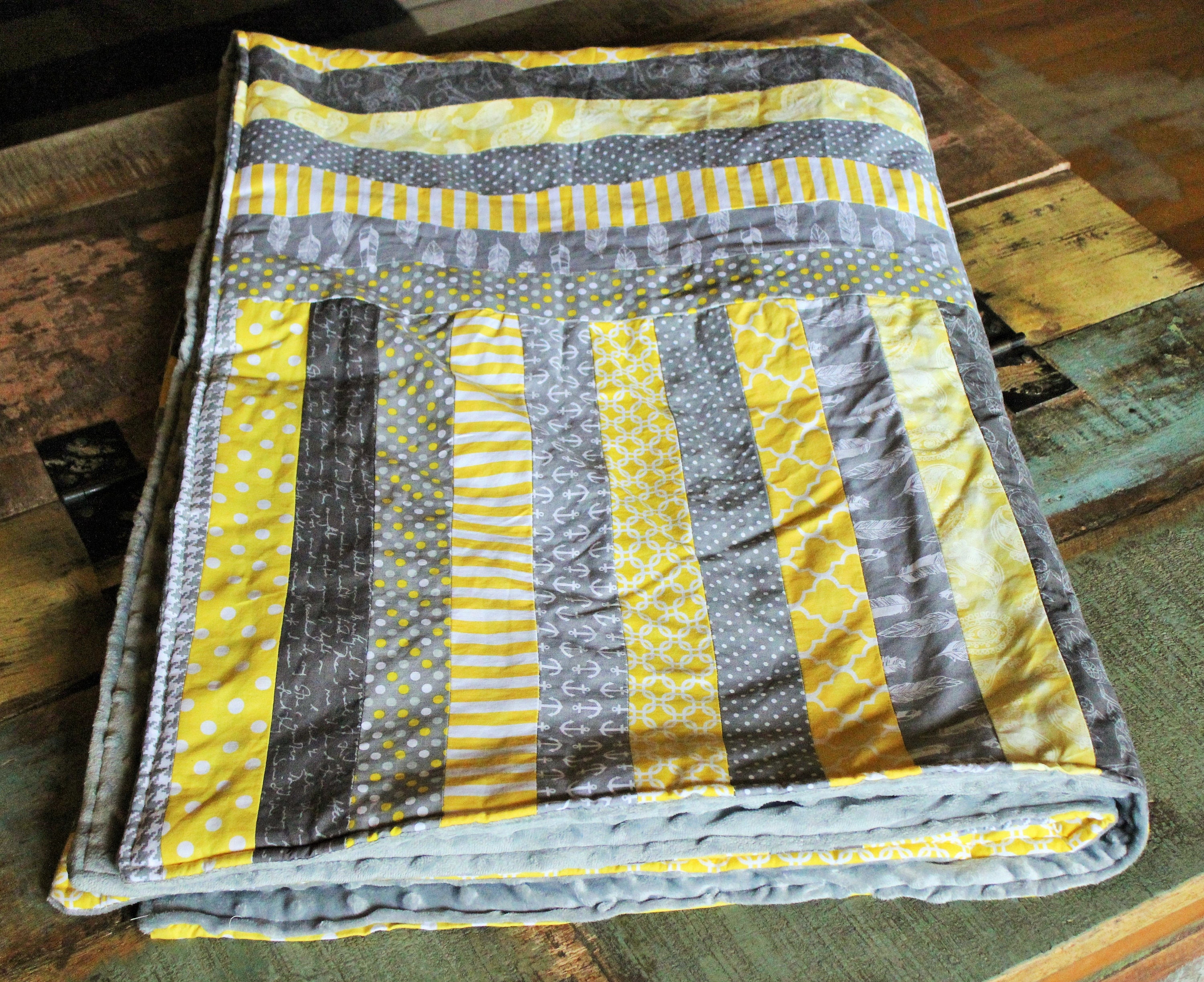 Yellow and Grey Quilt Baby Blanket Gender Neutral Quilt | Etsy