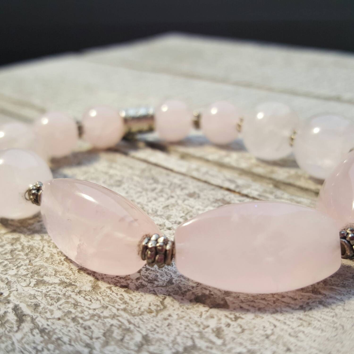 Rose Quartz Silver Bracelets Bridesmaid Gift, Wedding, Graduation ...