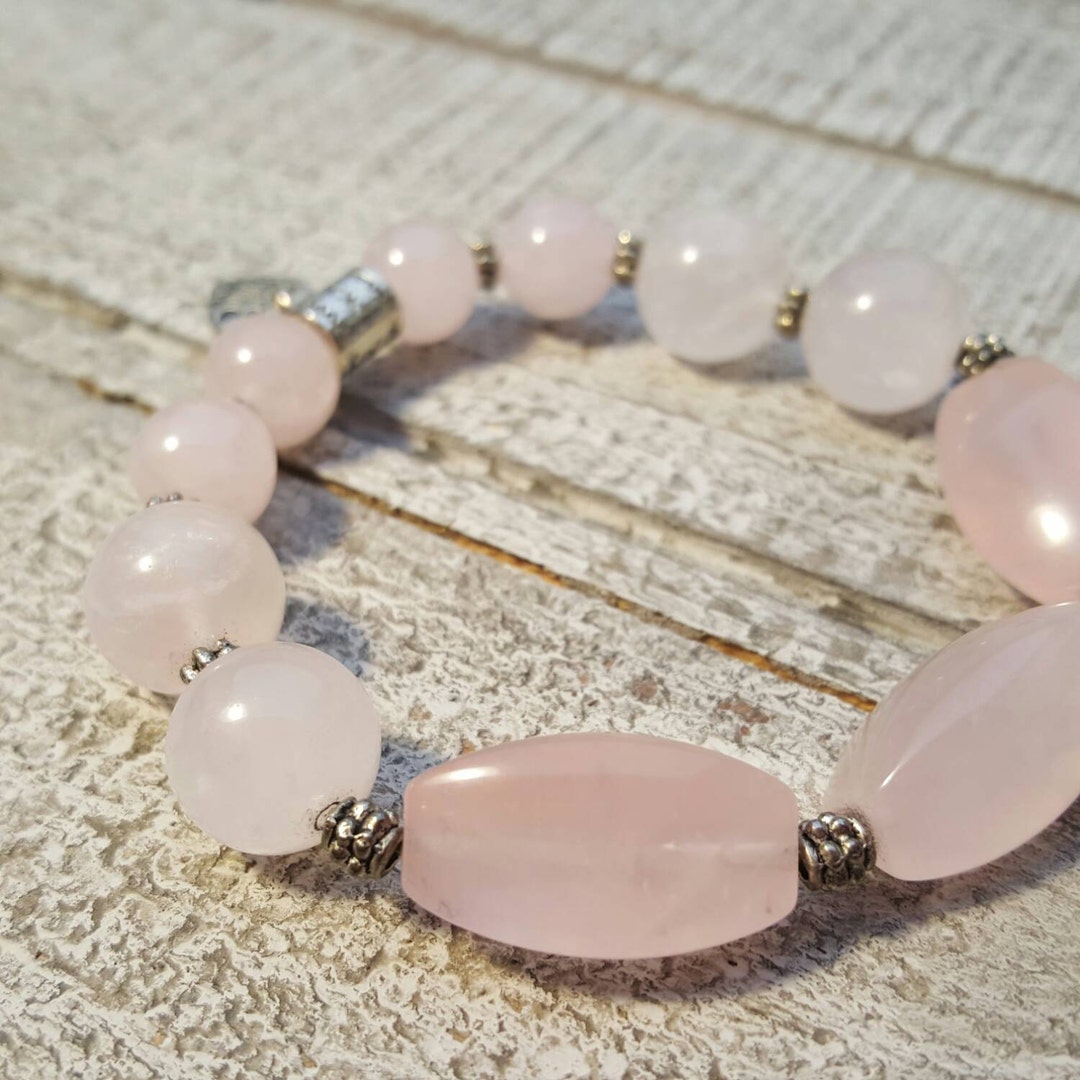 Rose Quartz Silver Bracelets Bridesmaid Gift, Wedding, Graduation ...