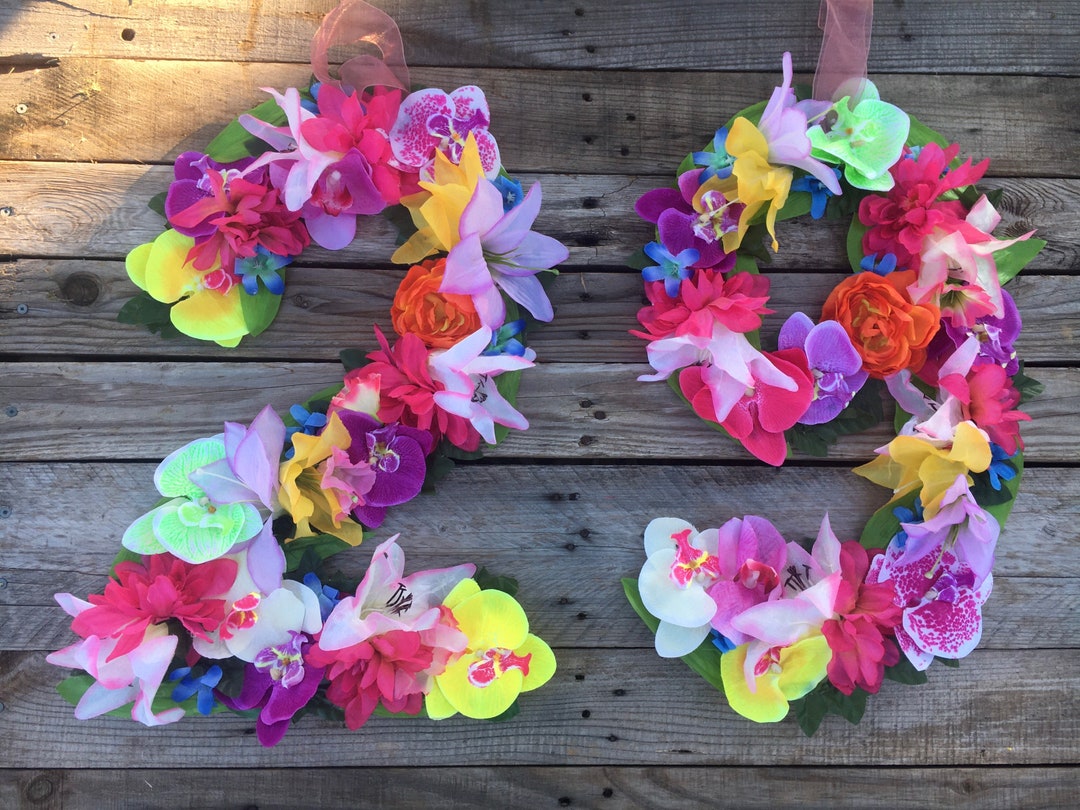 DOUBLE Digit HAWAIIAN Luau Numbers Multi Color -purple Pink Yellow ...