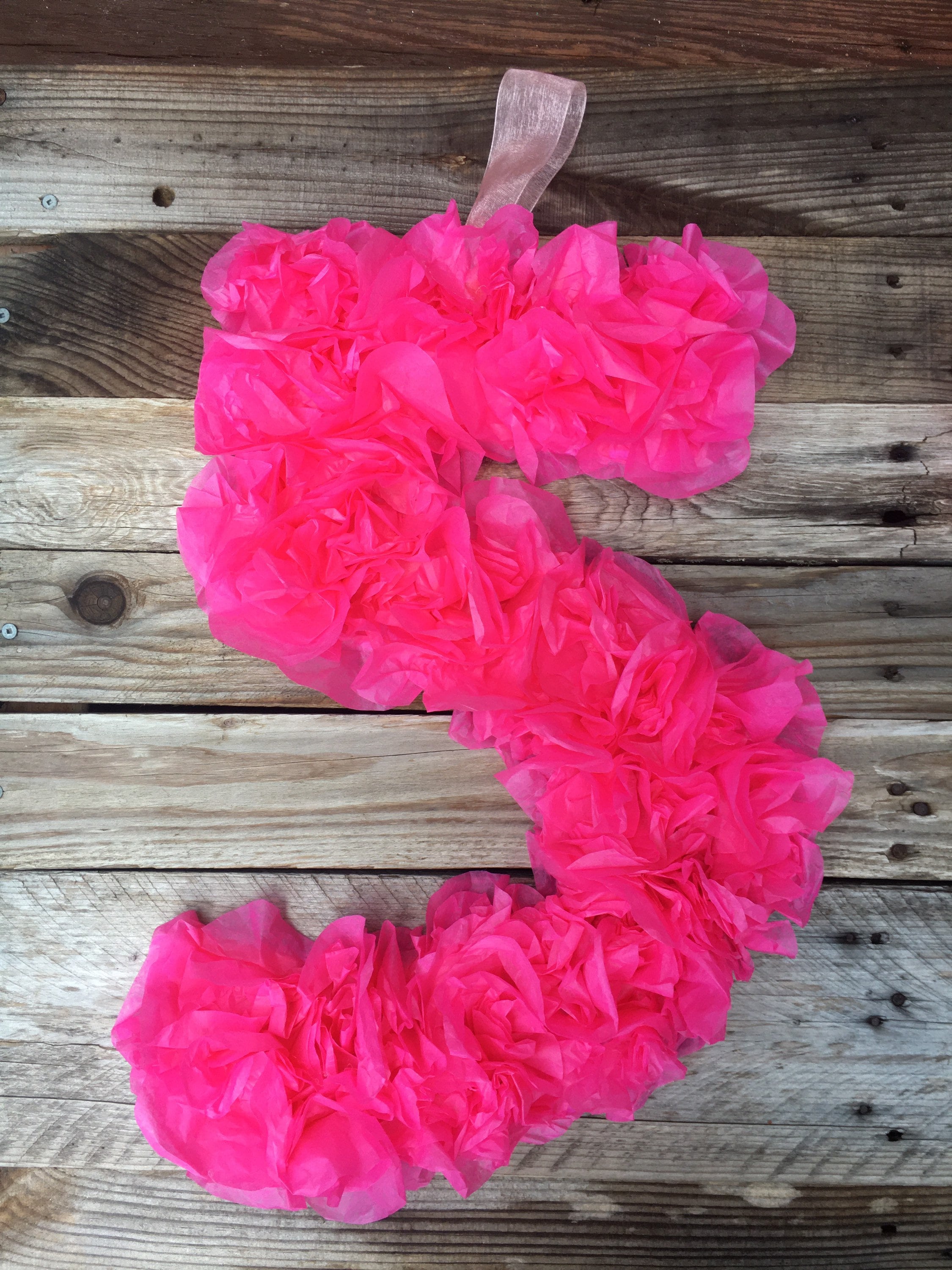 HOT PINK Fuchsia Birthday Number Initial Photo Prop Sign Paper Tissue ...