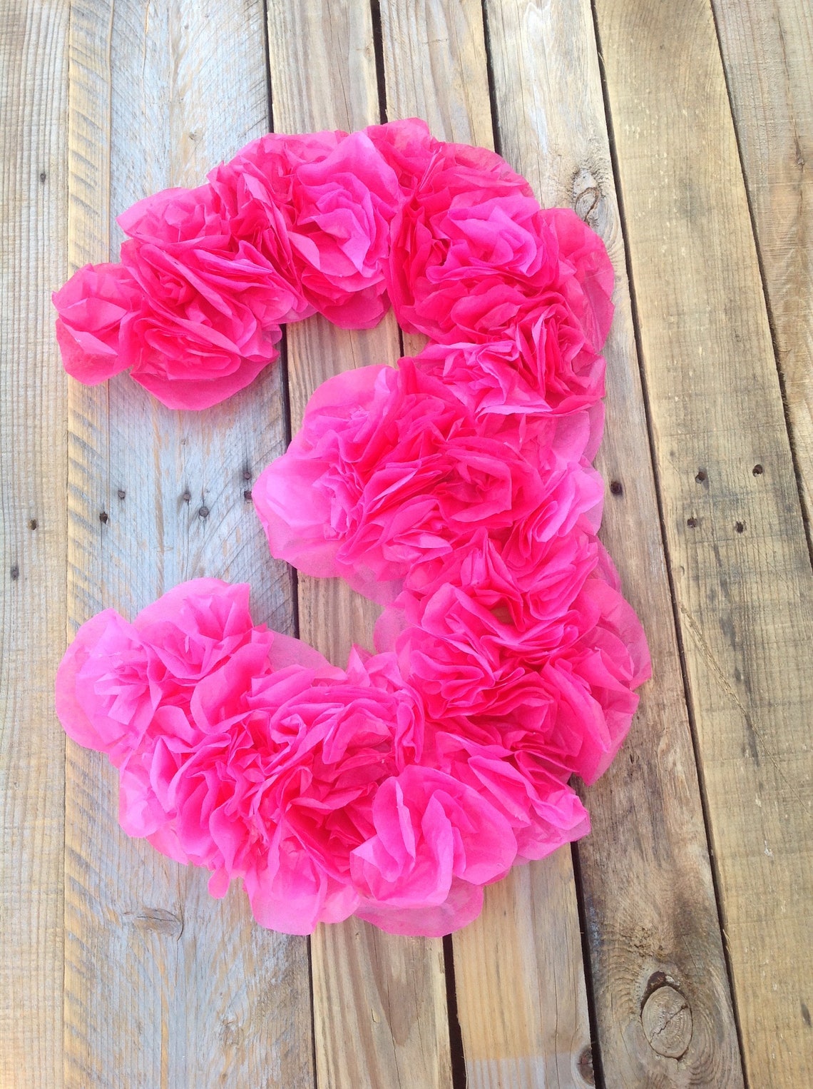 HOT PINK Fuchsia Birthday Number Initial Photo Prop Sign Paper Tissue ...