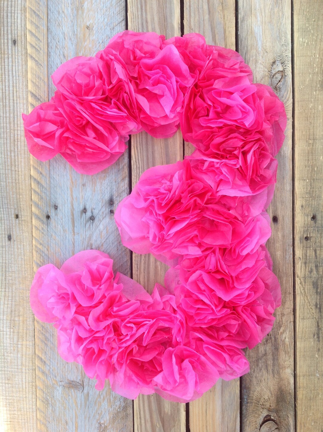 HOT PINK Fuchsia Birthday Number Initial Photo Prop Sign Paper Tissue ...