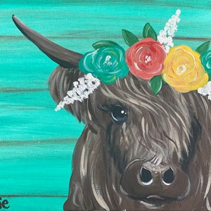 Highland Cow Painting, Cow Art, Canvas Painting, Highland Cow Canvas ...