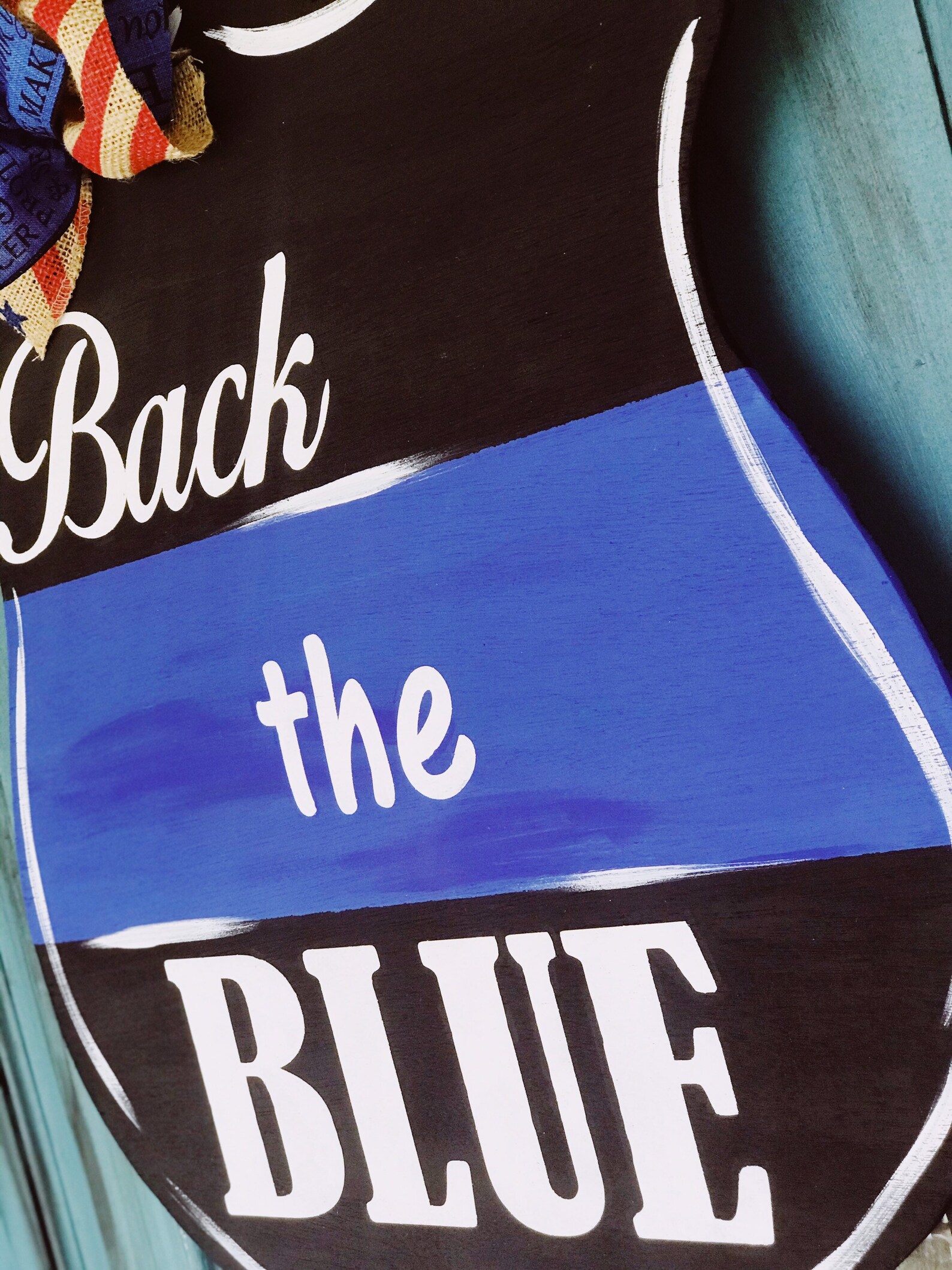 Back the Blue Police Badge Door Hanger, Thin Blue Line Decor, Police ...