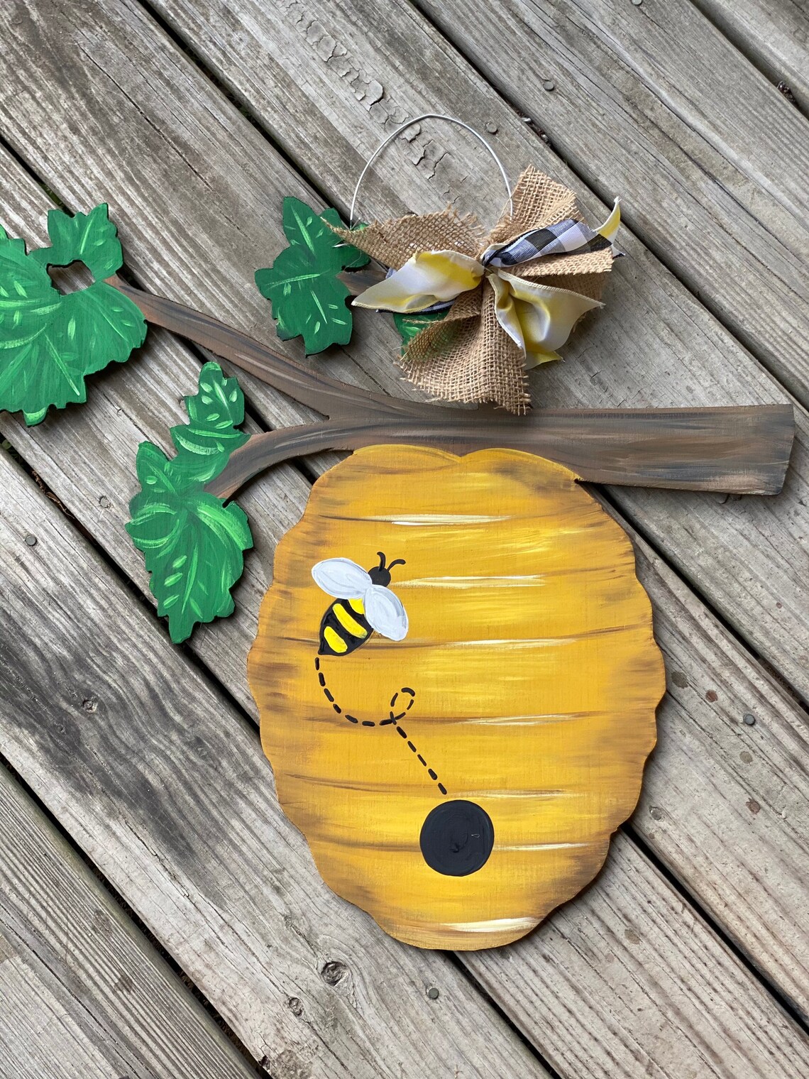 Bee Hive Door Hanger, Bumblebee Door Hanger, Bee Doorwreath, Summer Bee ...