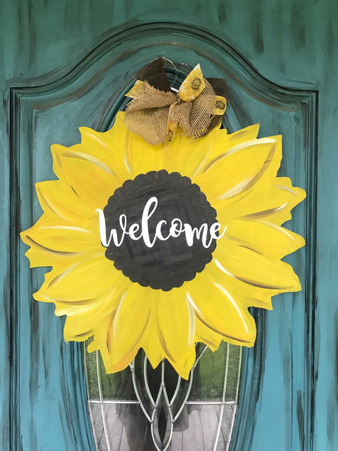 Sunflower Door Hanger, Summer Wood Door Hanger, Fall Porch Decor ...