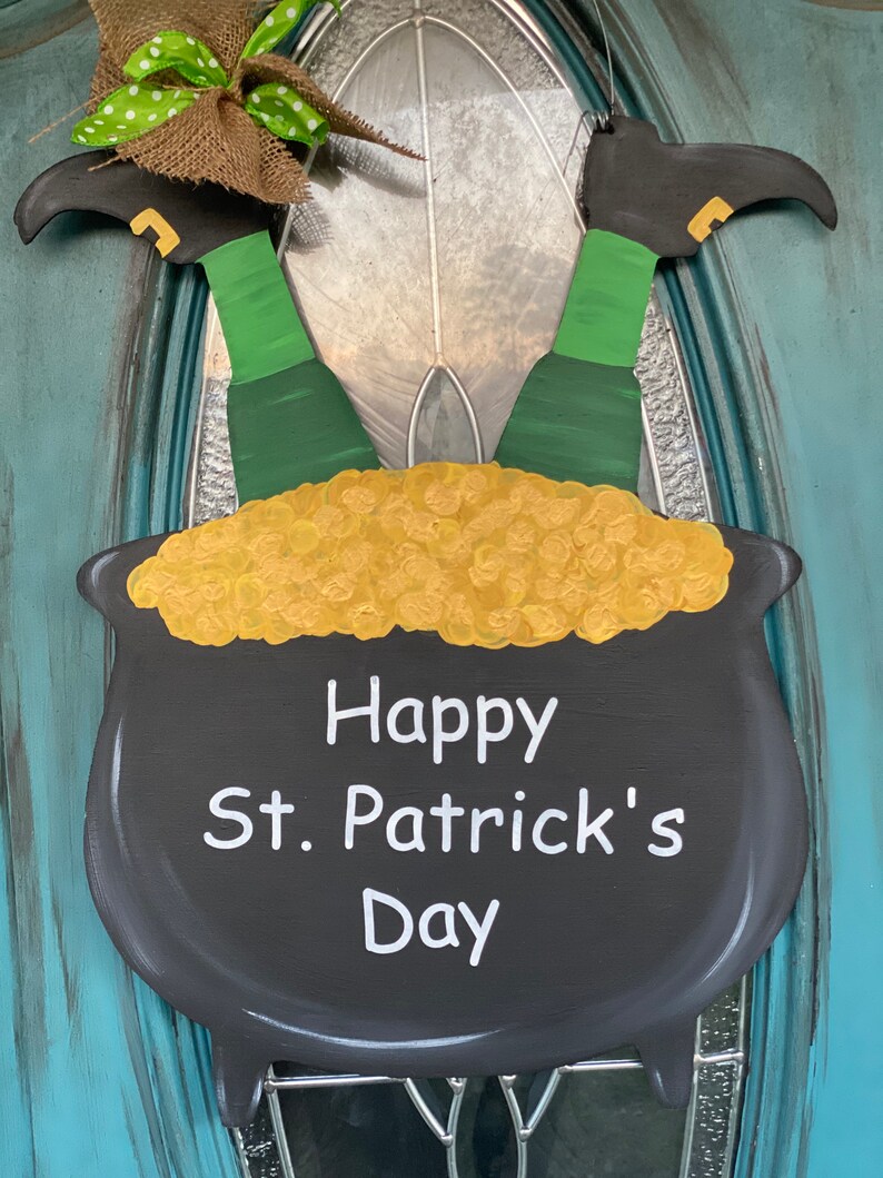 St. Patricks Day Door Hanger Pot of Gold Leprechaun Feet - Etsy